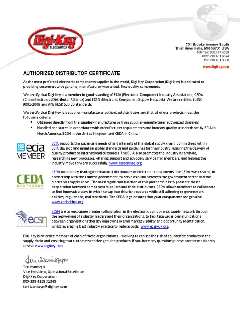 Authorized Distributor Letter | Download Free PDF | Supply Chain | Business