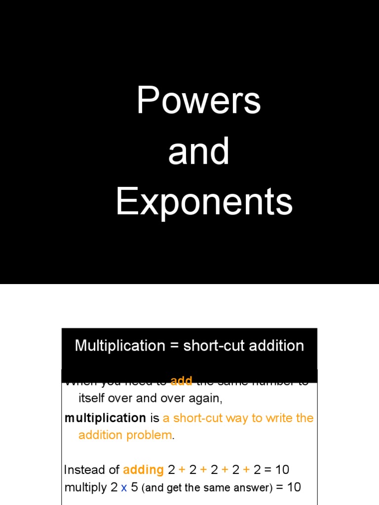 Exponential Notations Powers | PDF | Exponentiation | Multiplication