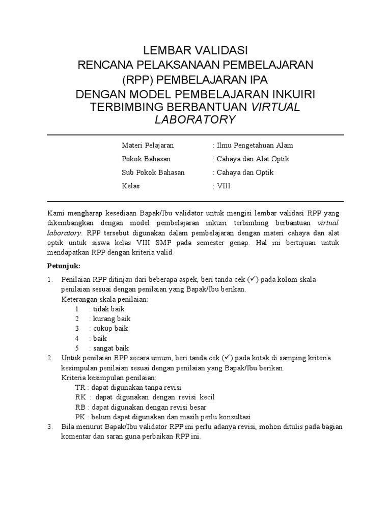 Lembar Validasi | PDF