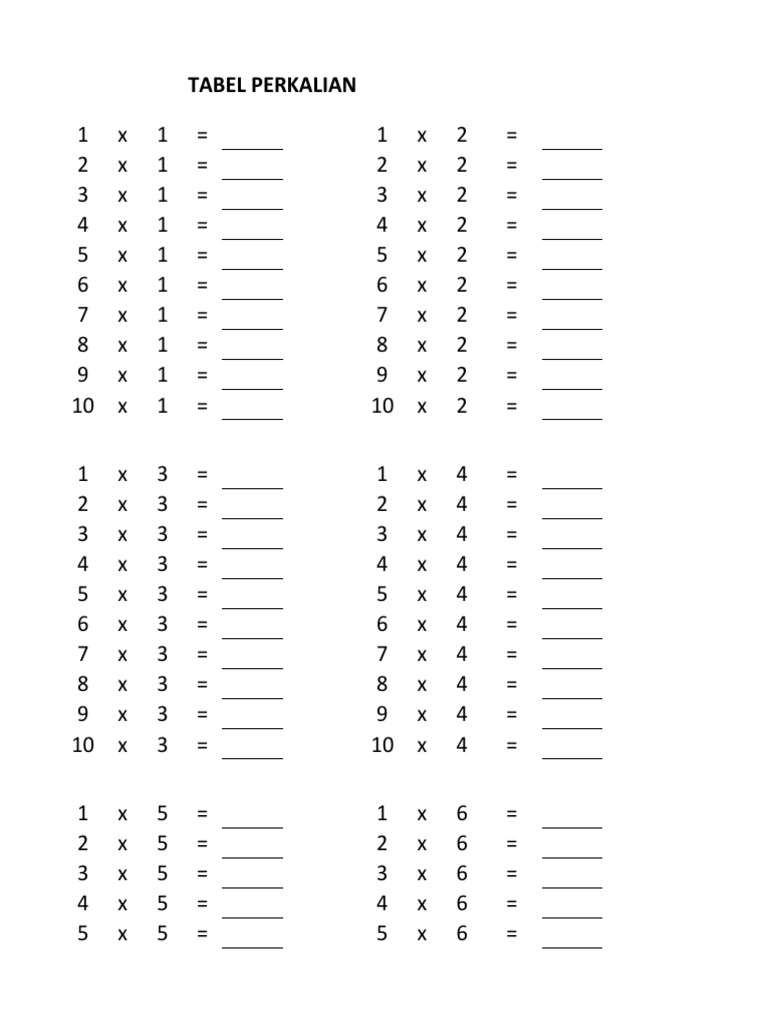 Tabel Perkalian | PDF