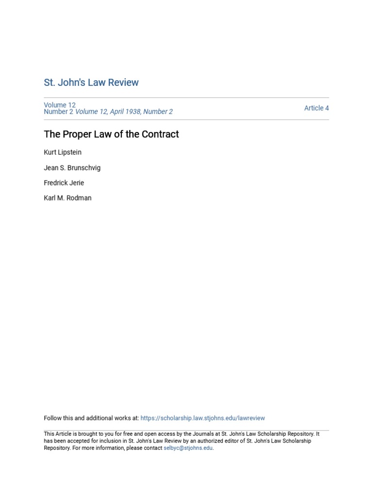 The Proper Law of The Contract | PDF | Precedent | Civil Law (Legal System)