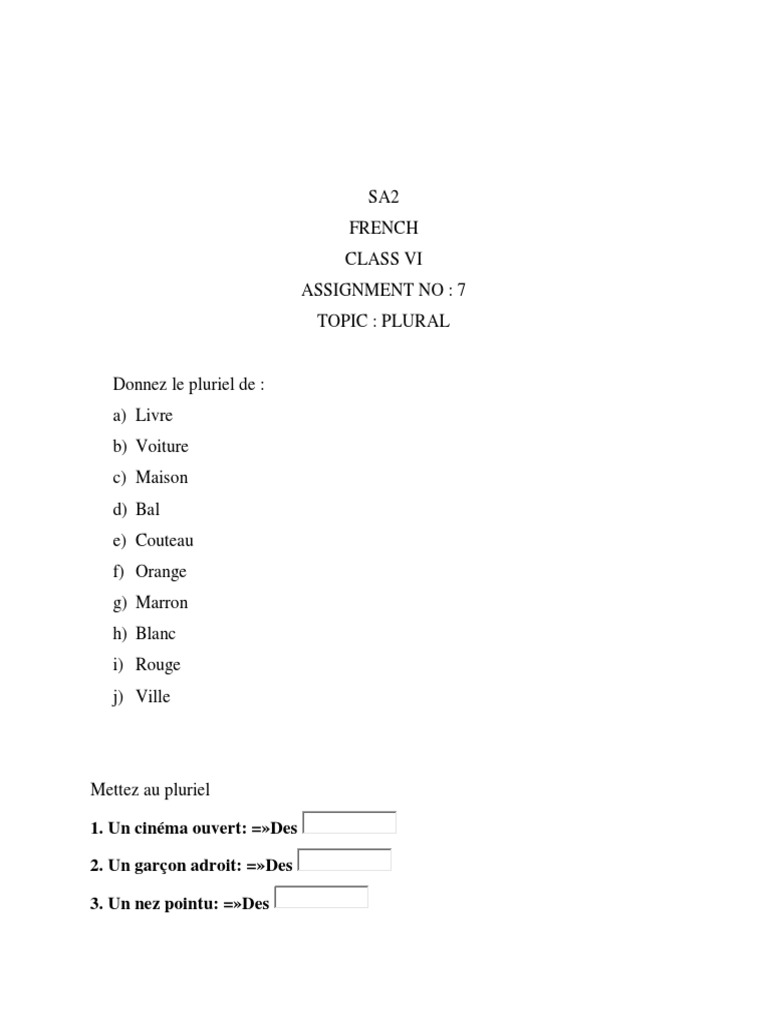 CBSE Class 6 French Practice Worksheets | PDF