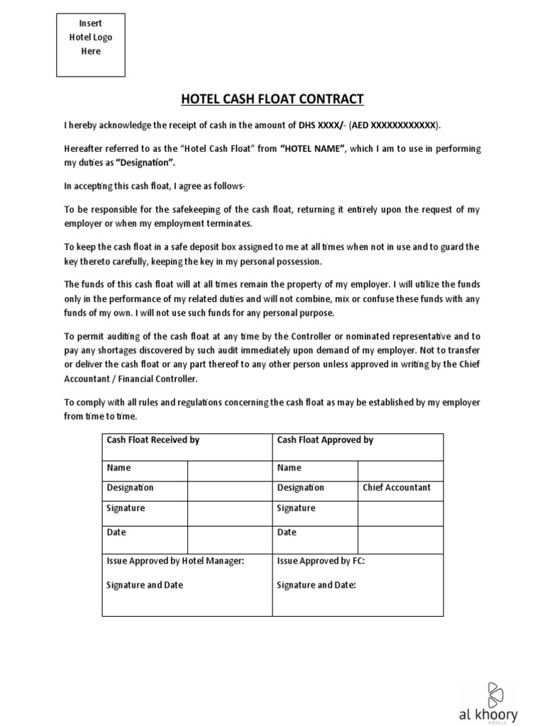 Appendix 1 - AK-QF-FO-6 - Cash Float Contract | PDF