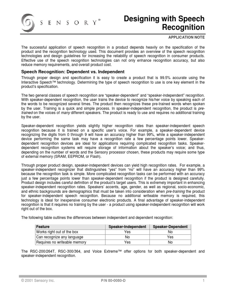 Design Note - Designing With Speech Recognition | Download Free PDF ...