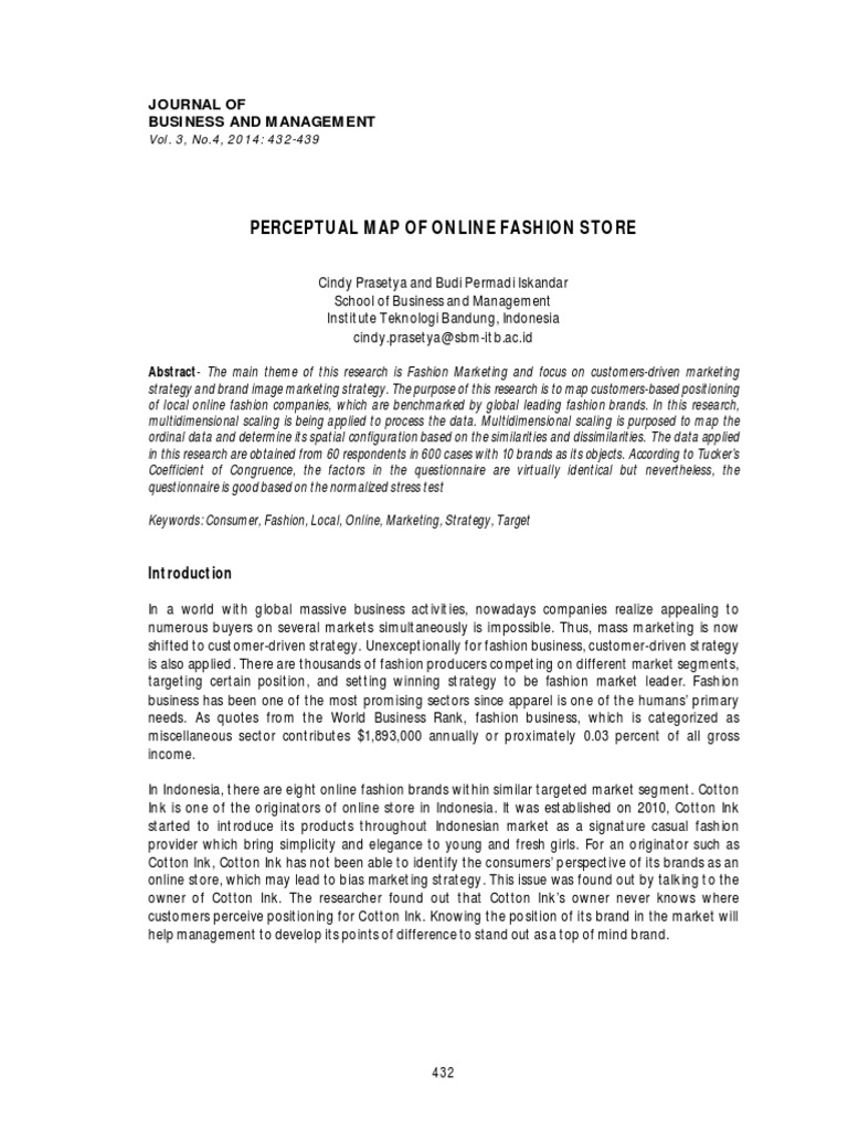 Perceptual Map of Online Fashion Store: Journal of Business and ...