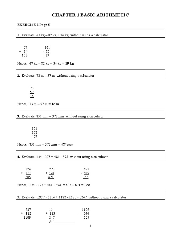 Chapter 1 Basic Arithmetic | PDF | Metrology | Physical Quantities