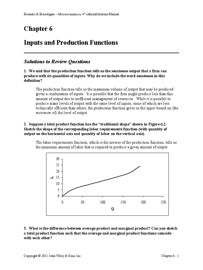 Besanko Chapter 6 Solutions | PDF | Production Function | Labour Economics