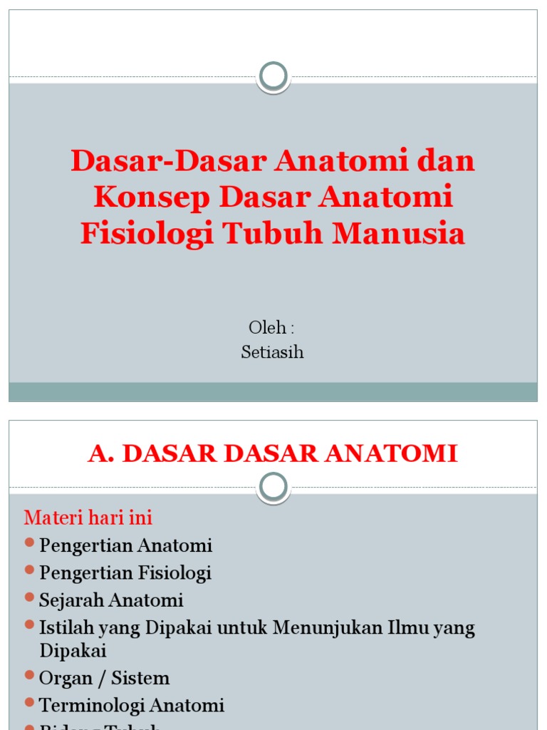 Dasar-Dasar Anatomi Dan Konsep Dasar Anatomi Tubuh Manusia | PDF