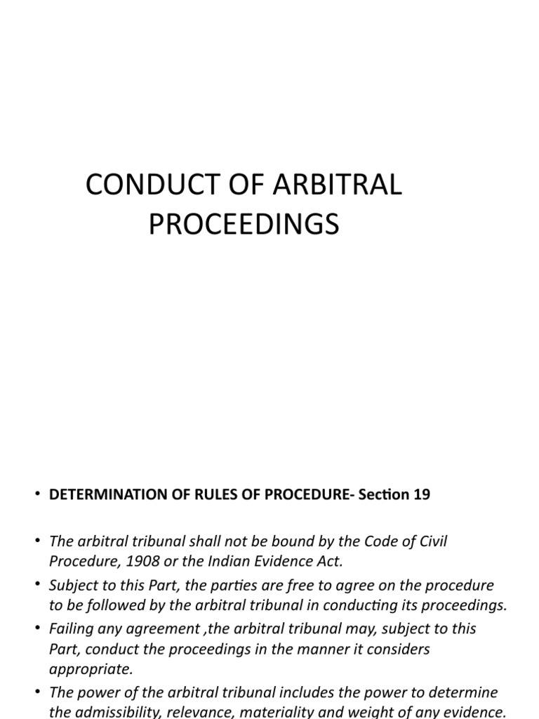 Conduct of Arbitral Proceedings | PDF | Arbitral Tribunal | Arbitration