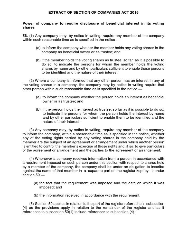 Section 56 of Companies Act 2016 | PDF | Justice | Crime & Violence