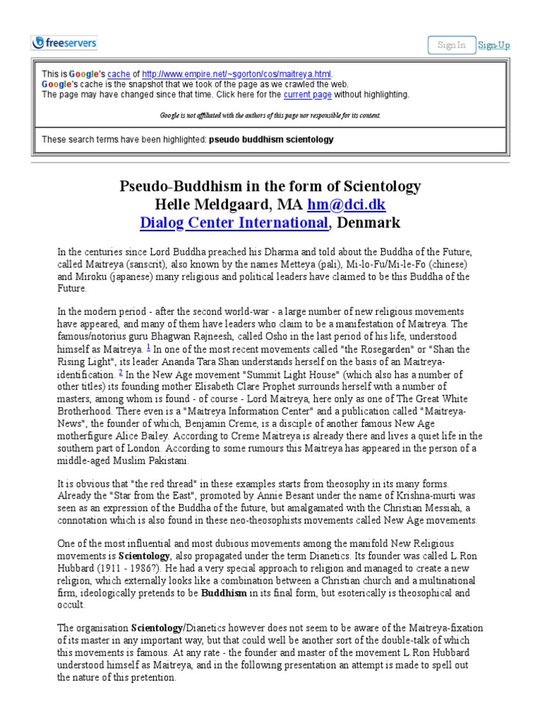 Scientology's Maitreya Claim | PDF | New Religious Movements ...