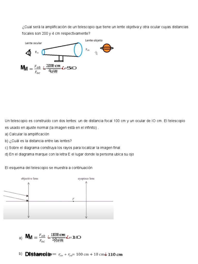 Problemas Telescopio | PDF