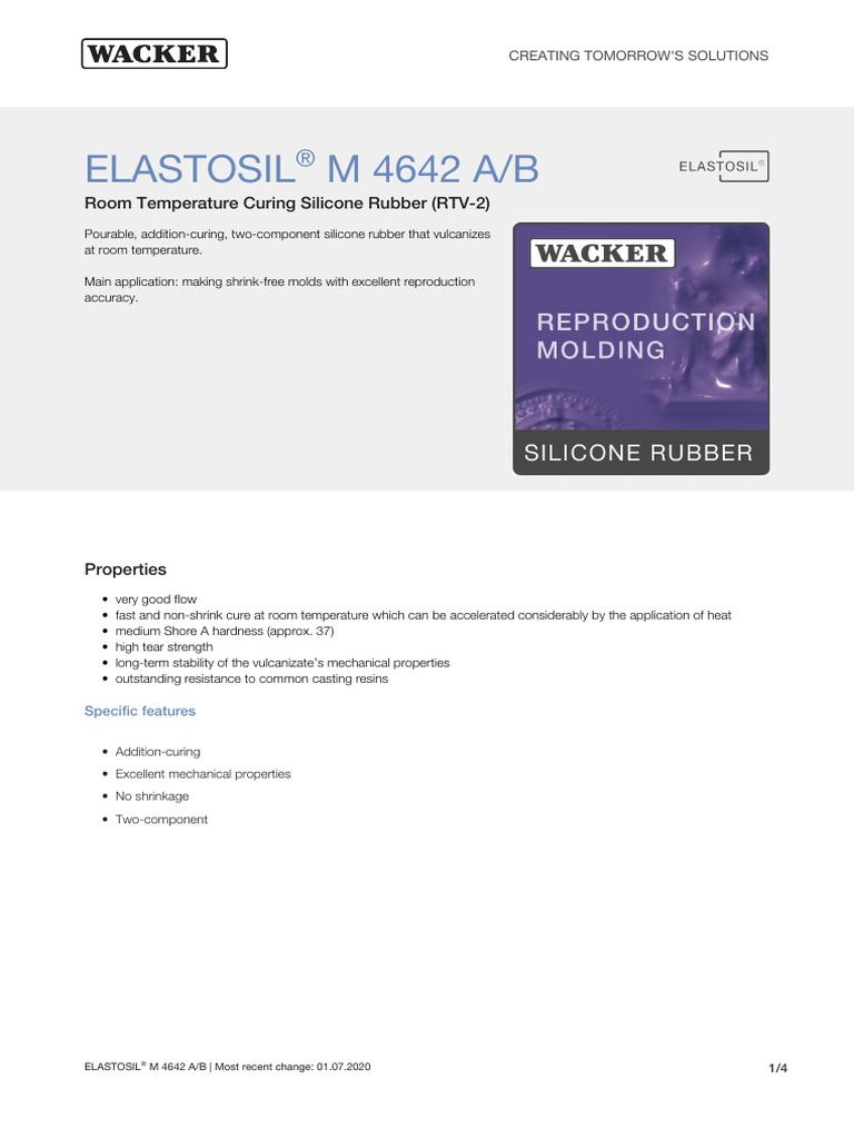 Elastosil M 4642 A/B: Room Temperature Curing Silicone Rubber (RTV-2 ...