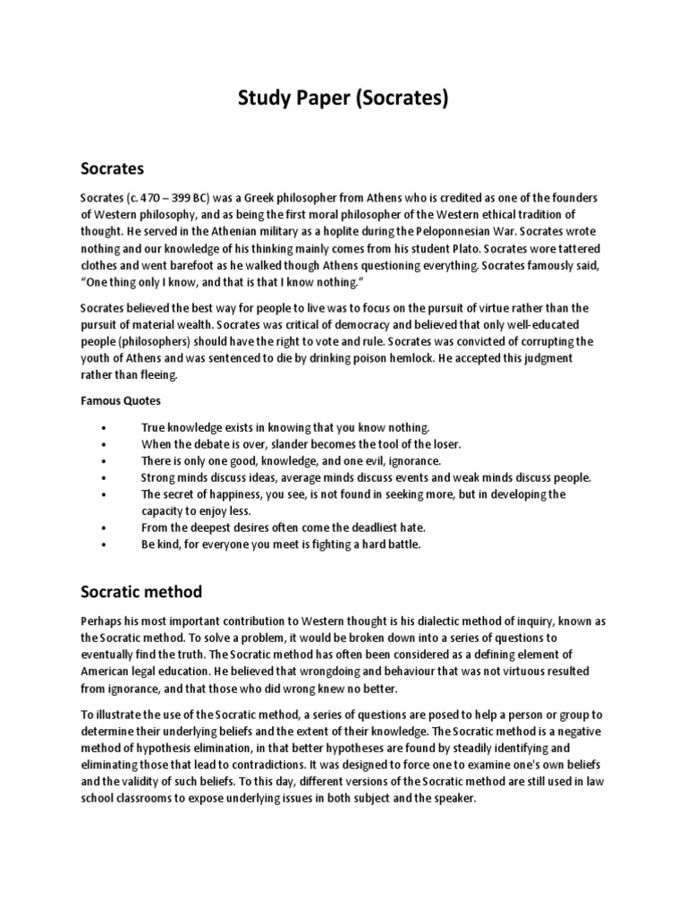 Study Paper Socrates | PDF | Socrates | Philosophical Theories