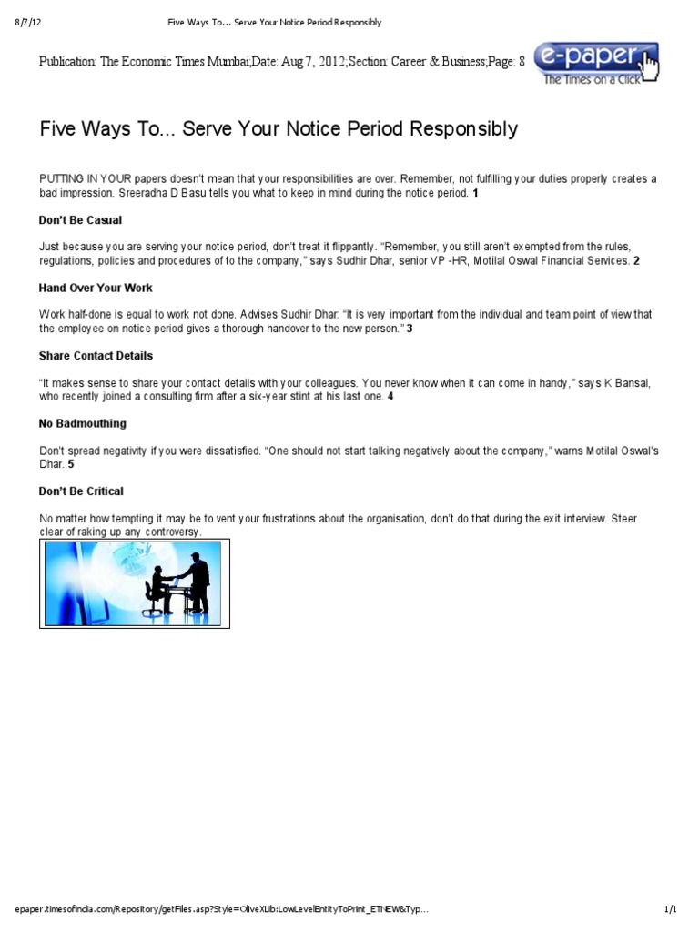 Five Ways To..Serve Your Notice Period Responsibly | PDF | Career & Growth