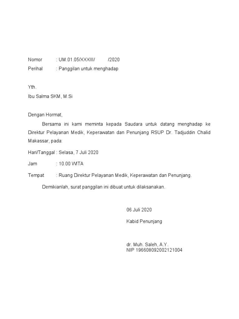 Surat Pemanggilan | PDF