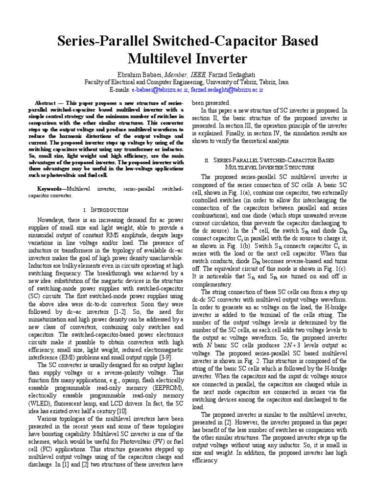 Series Parallel Switched Capacitor Based MLI | PDF | Power Inverter ...