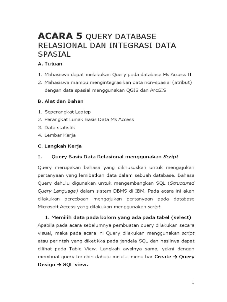 Database Relasional Dan Integrasi Data Spasial | PDF