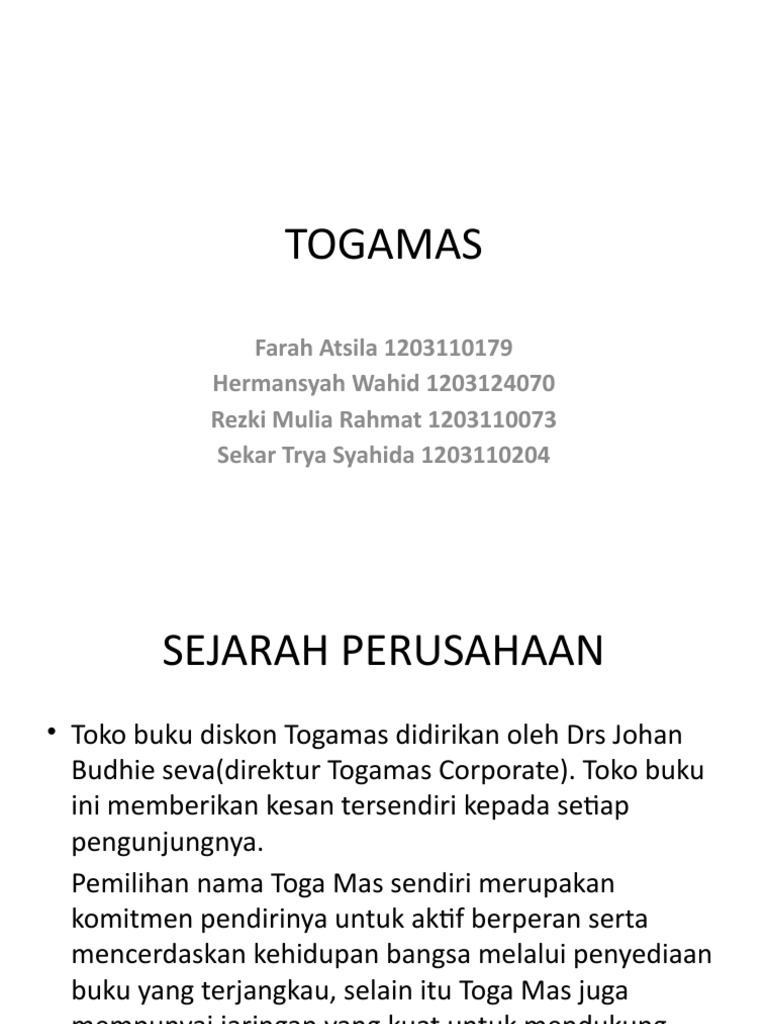 Sejarah dan Strategi Toko Buku Togamas | PDF