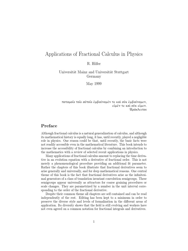 Applications of Fractional Calculus in Physics: Preface | PDF | Phase ...