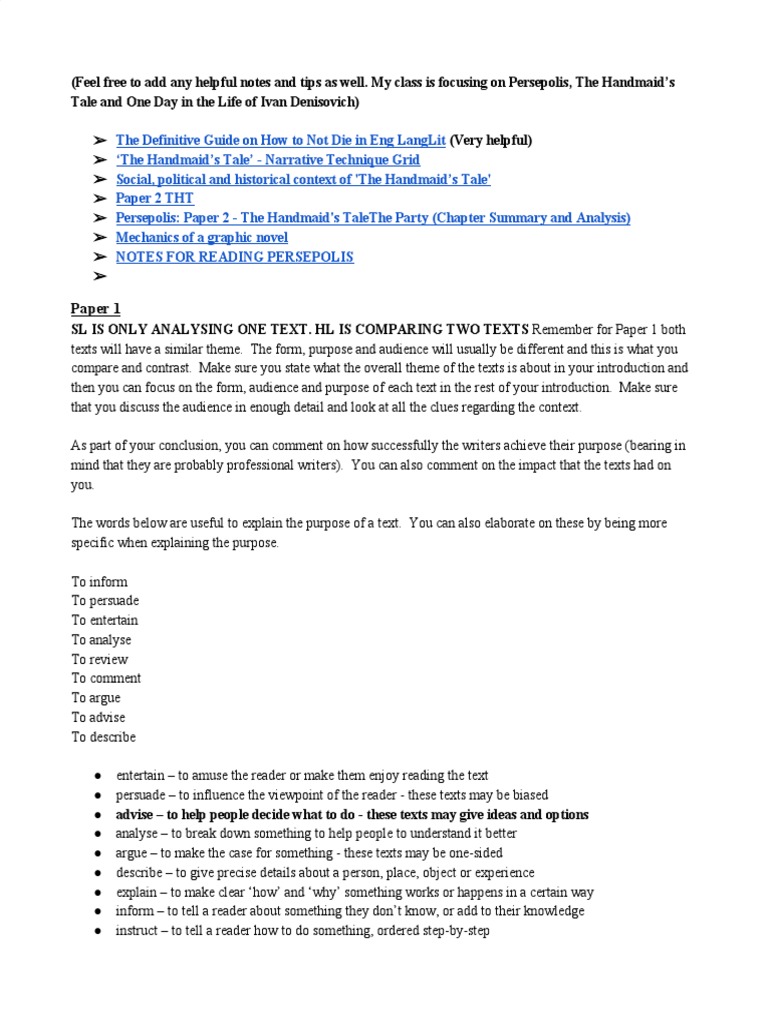 IB English L&L Paper 1 + 2 Tips and Notes | PDF | Rhyme | Poetry