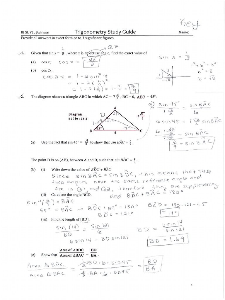 Trigonometry Study Guide | PDF