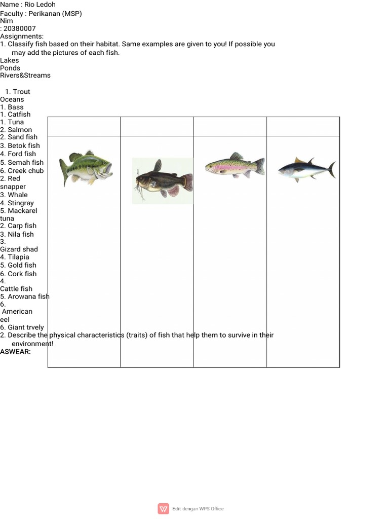 Assignments of Fish Habitat | PDF | Nature