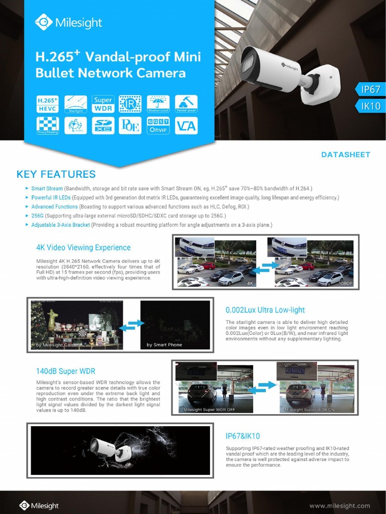 Milesight H.265 Vandal Proof Mini Bullet Network Camera Datasheet en ...
