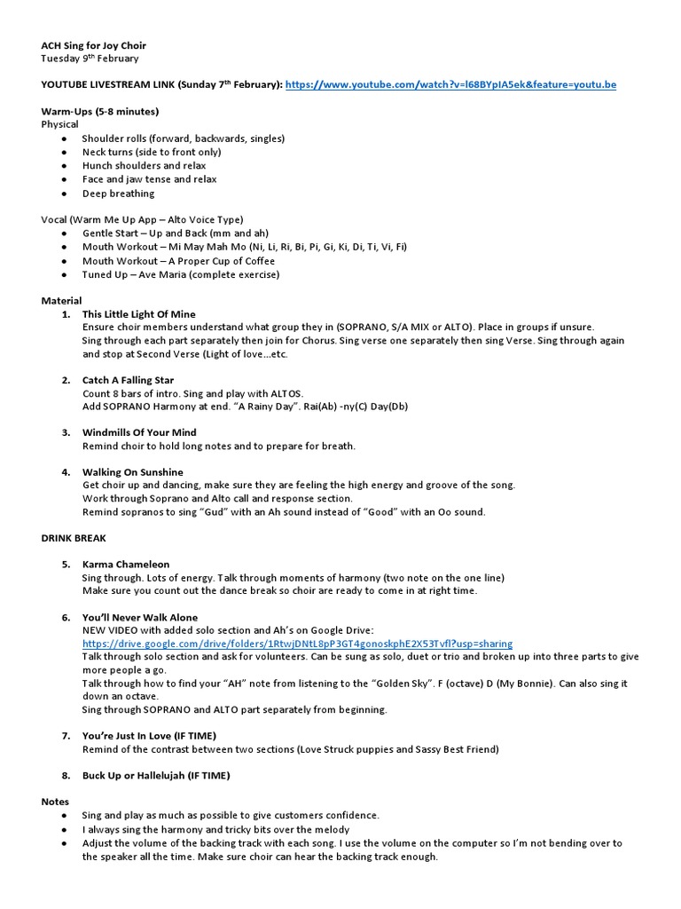 Choir Notes 09FEB2021 | PDF | Song Structure | Musical Forms