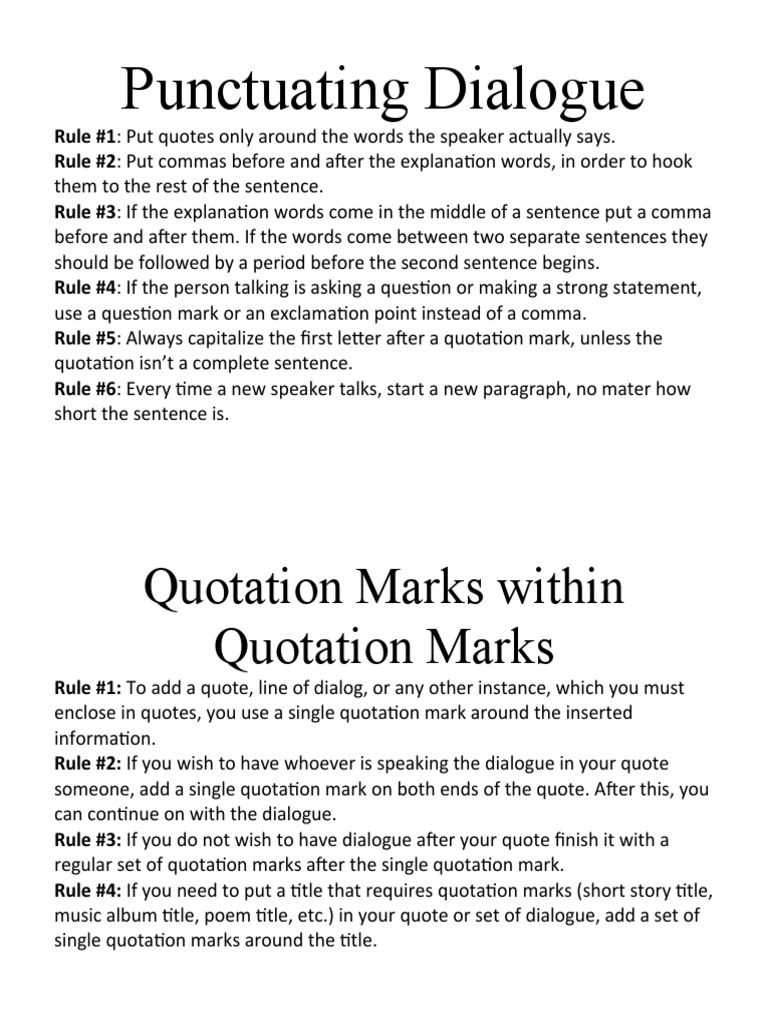 Punctuating Dialogue: Quotation Marks Within Quotation Marks | PDF ...