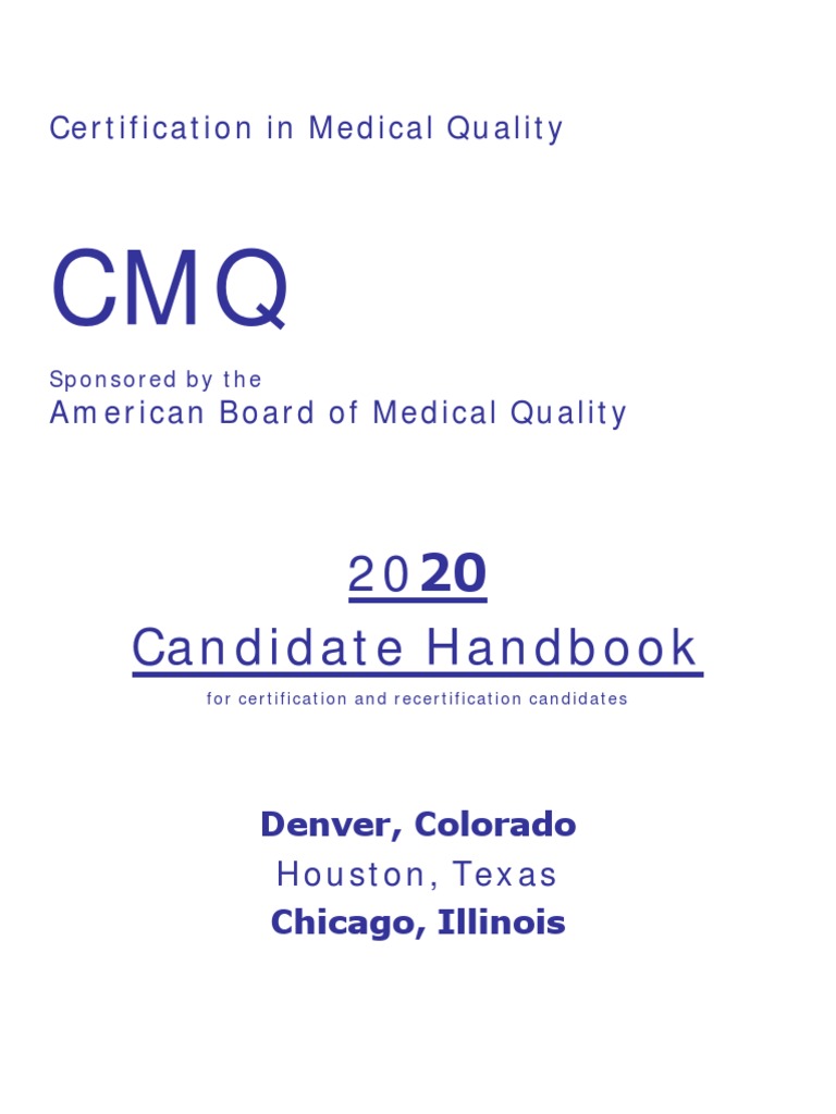 2020 Candidate Handbook: Certification in Medical Quality | PDF ...