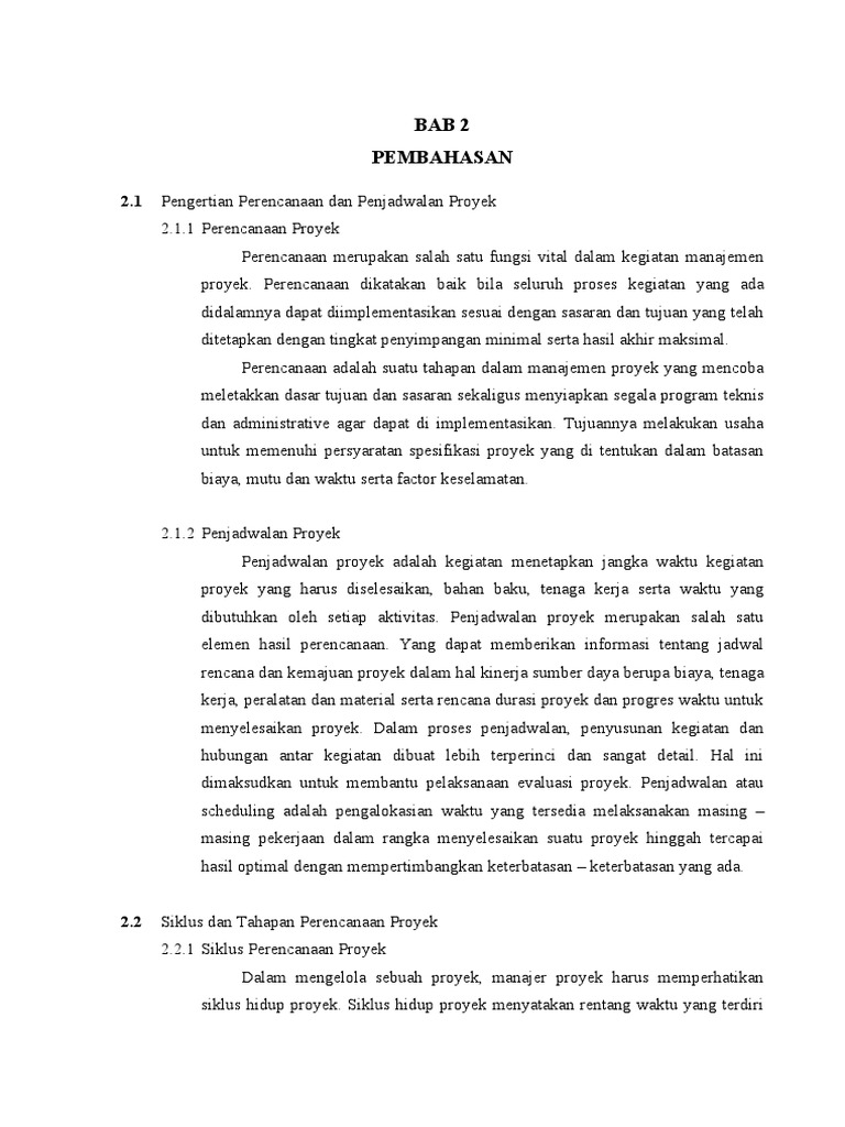 BAB II Perencanaan Dan Penjadwalan Proyek | PDF | Seni