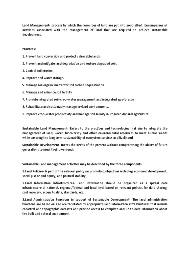 Sustainable Land Management Practices | PDF | Sustainability | Land Use
