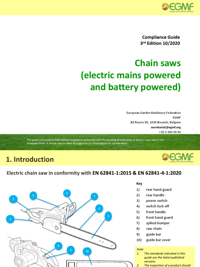 Chain Saws (Electric Mains Powered and Battery Powered) : Compliance ...