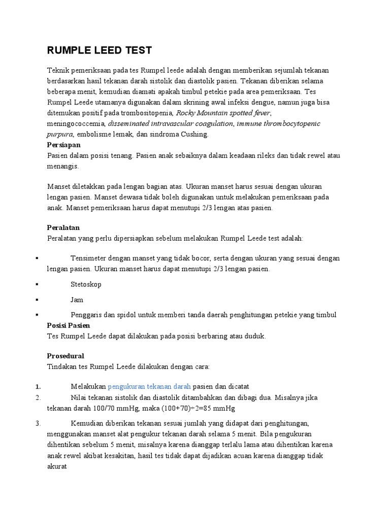 Rumple Leed Test | PDF