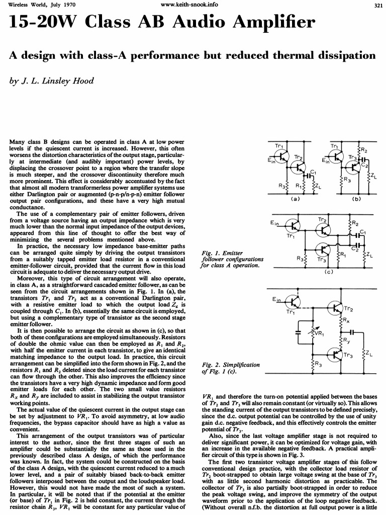 15-20W Class AB Audio Amplifier | PDF | Amplifier | Electromagnetism