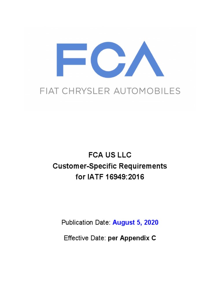 FCA US LLC CSR IATF 16949 20200805 Final | PDF | Quality Management ...
