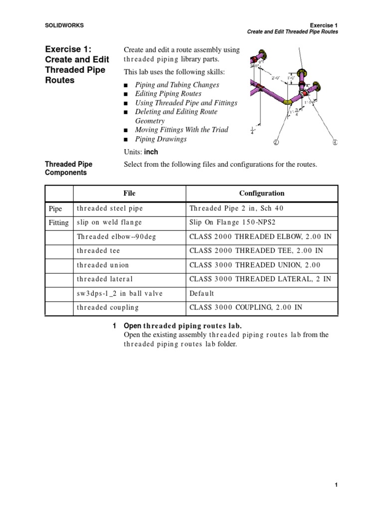 Exercise 1: Create and Edit Threaded Pipe Routes | PDF | Pipe (Fluid ...
