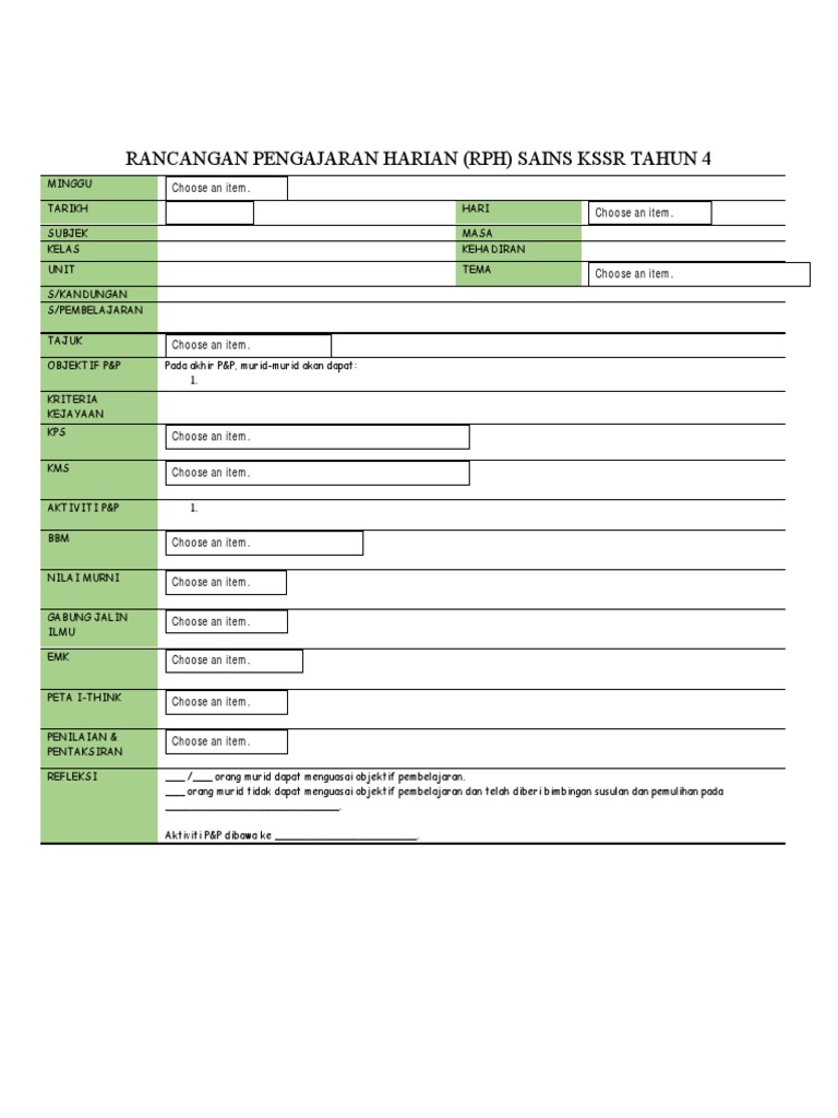 Template RPH Sains | PDF
