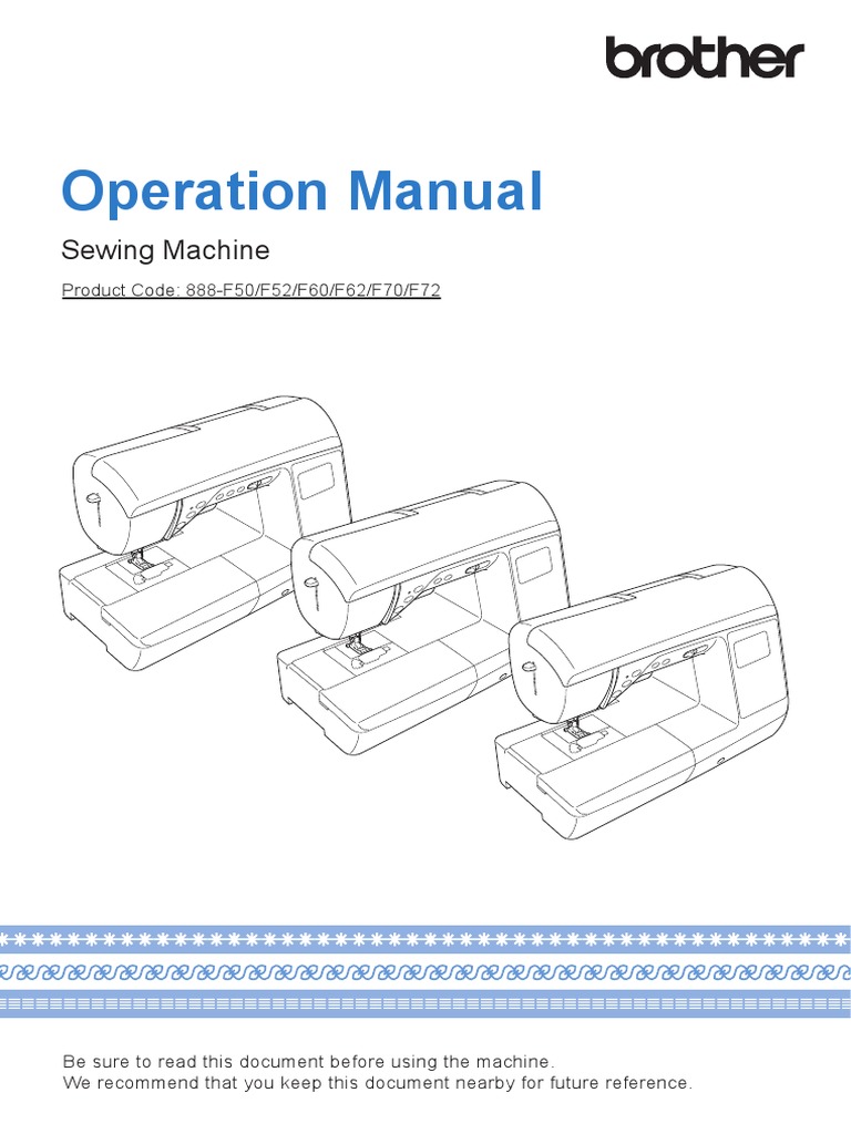 Operation Manual: Sewing Machine | PDF | Sewing Machine | Sewing