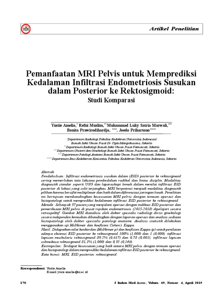 Pemanfaatan MRI Pelvis Untuk Memprediksi Kedalaman Infiltrasi ...