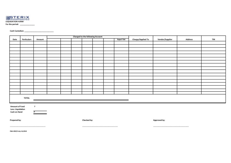 Forms - F&a-003 Liquidation Form | PDF