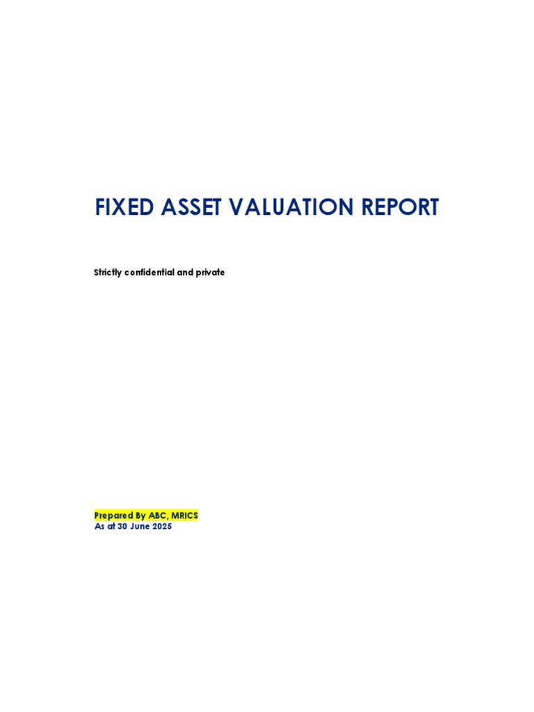 Asset Valuation Report-Sample | PDF | Real Estate Appraisal | Valuation ...