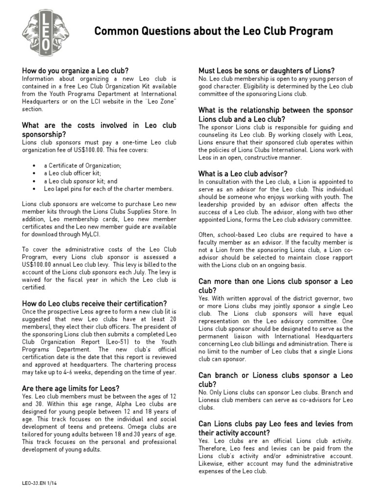 Leo33 - Most Frecvent Questions About Leo Program | PDF | Liability ...