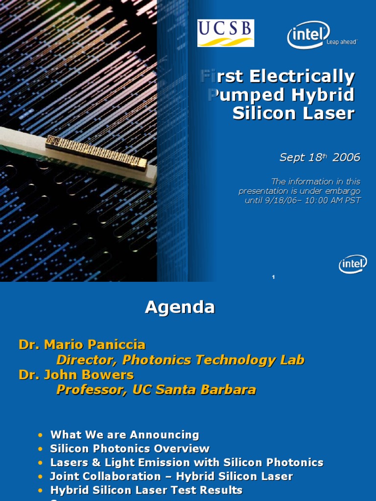 First Electrically Pumped Hybrid Silicon Laser | Download Free PDF ...