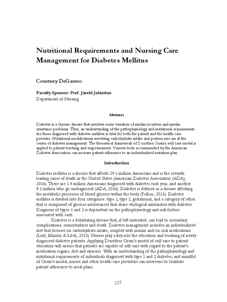Nursing Care Plan for Diabetes Management | PDF | Diabetes | Pancreas