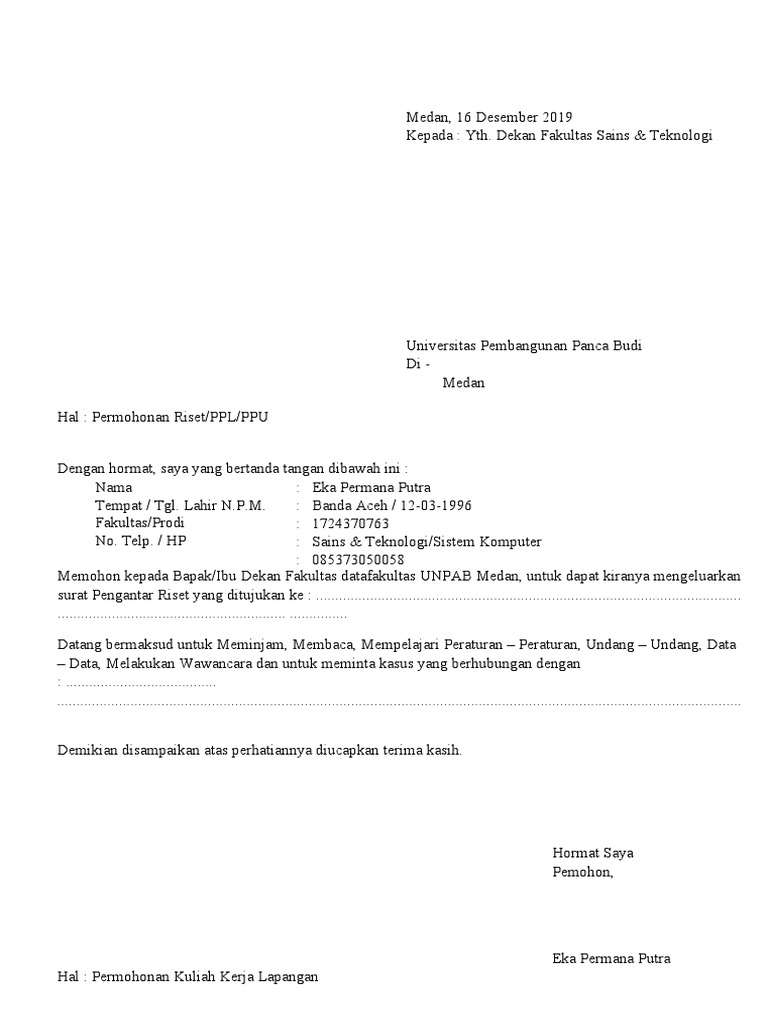 Contoh Surat Riset | PDF