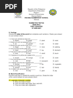 Diagnostic Test in Grade 4 Subjects | PDF