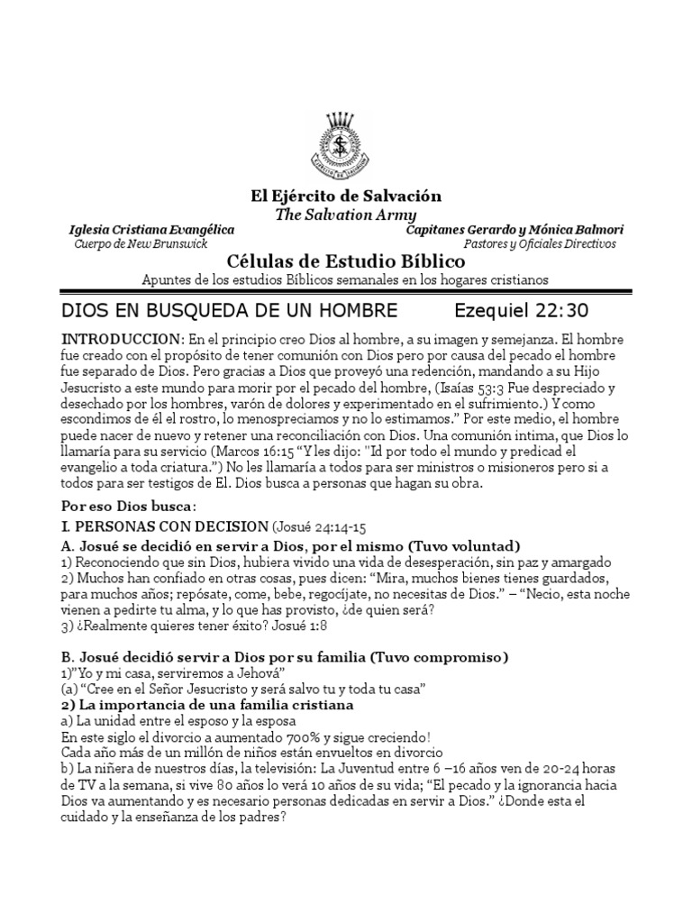 Dios En Busqueda De Un Hombre Ezequiel 22 30 Pdf Salvación Jesús
