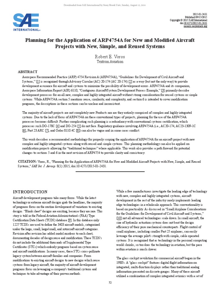 Planning For The Application of ARP4754A For New and Modified Aircraft ...